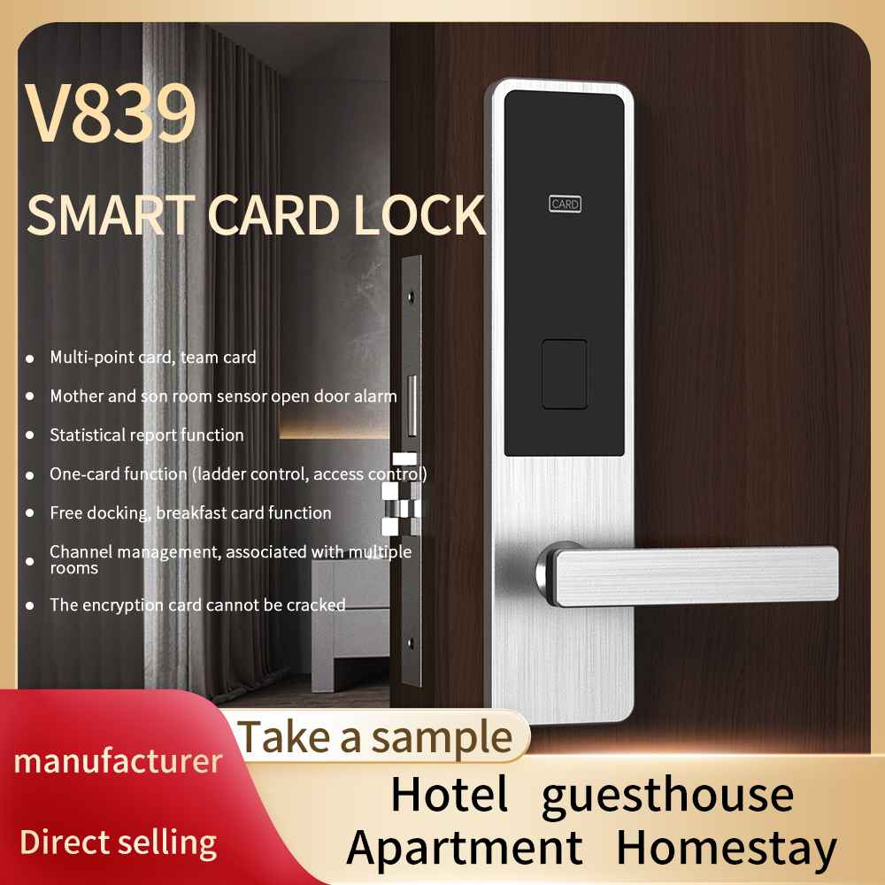Swiping Key Card Electronic Smart Door Handle Lock