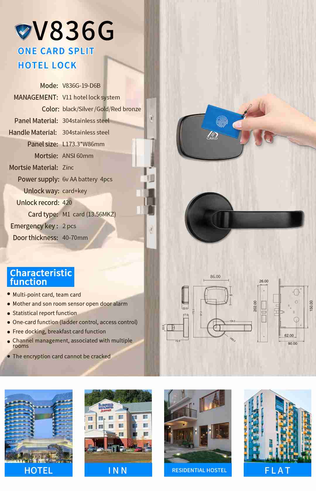 Split Hotel Key Card Lock
